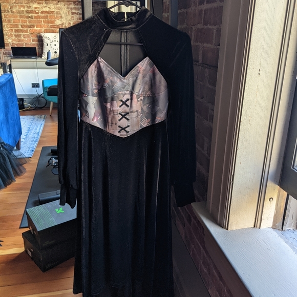 Punk Rave | Dresses | Punk Rave Gothic Cutout Splice Velvet Long Dress ...